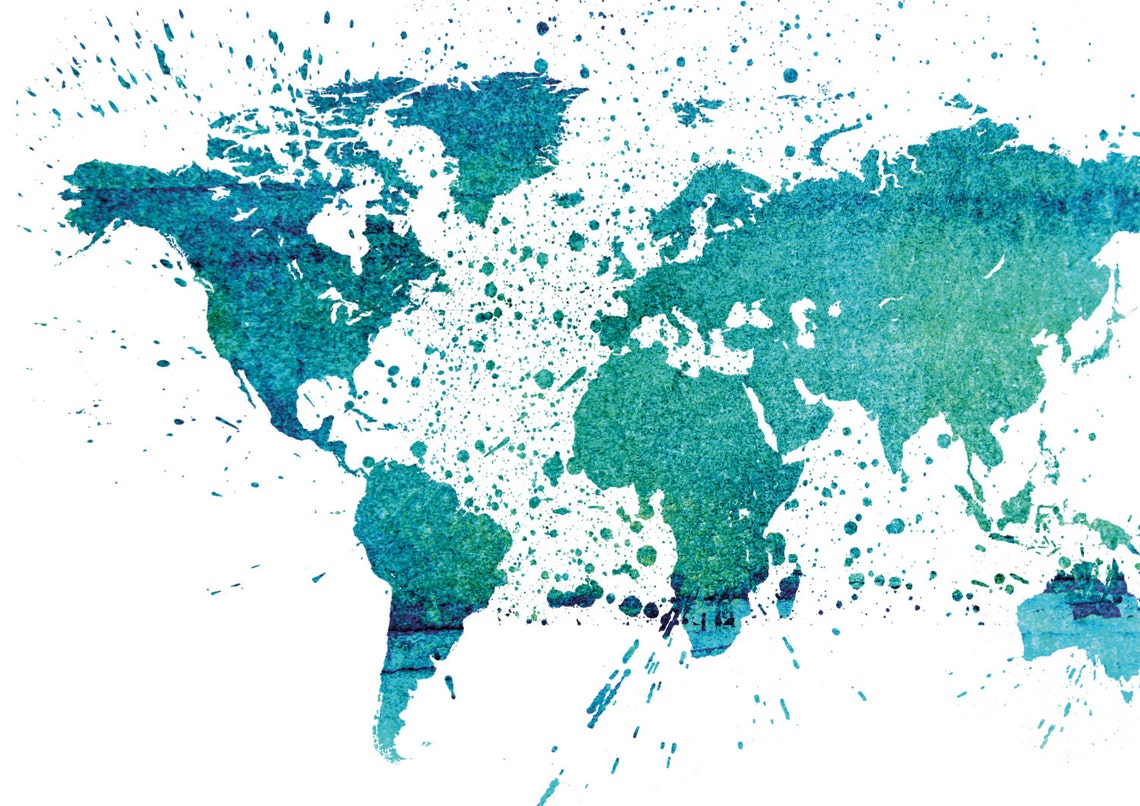 Instant Print Earth Poster, Printable World Map Digital Poster ...