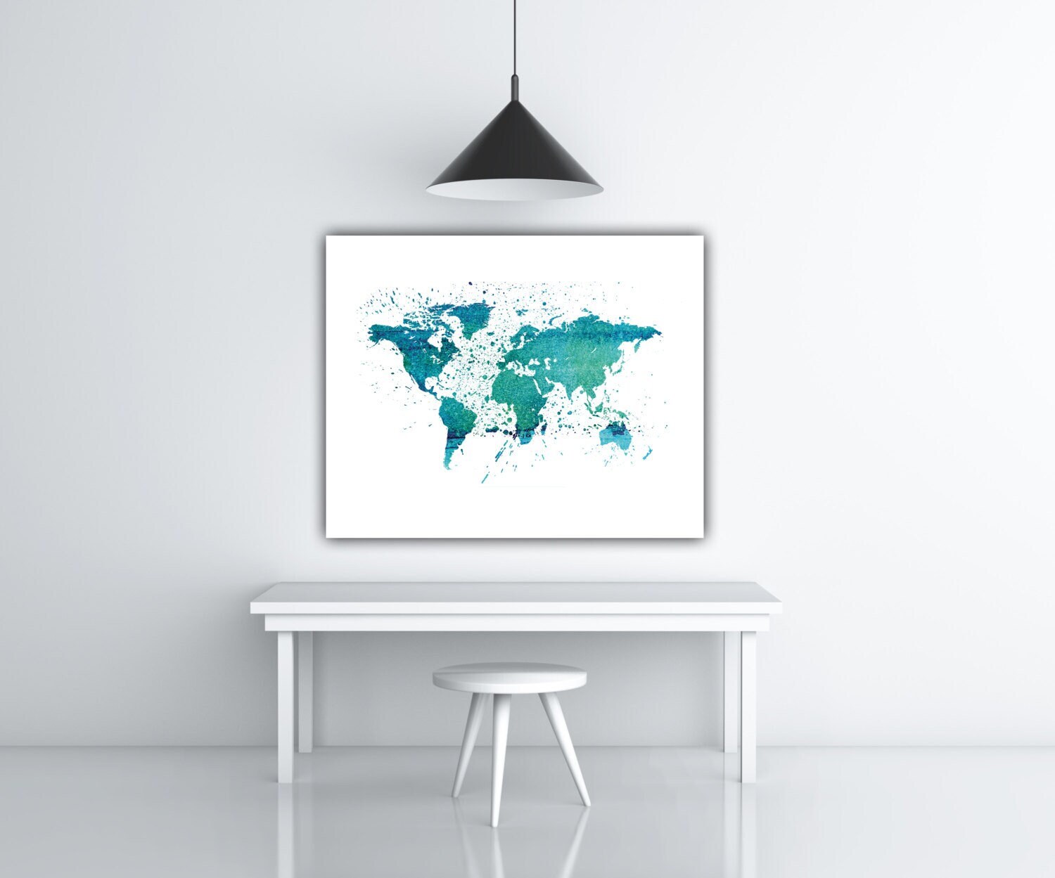 Instant Print Earth Poster, Printable World Map Digital Poster ...