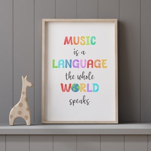 Music Quote Poster, Watercolor Musical Print, Printable Quote for Kids ...