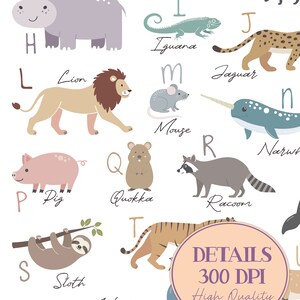 Animal ABC Poster Classroom Decor, Printable Alphabet Wall Art, A-Z ...