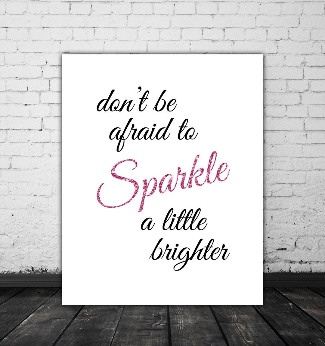 Girl Quote Poster, Calligraphy Art, Pink and Black Wall Decor, Sparkle ...