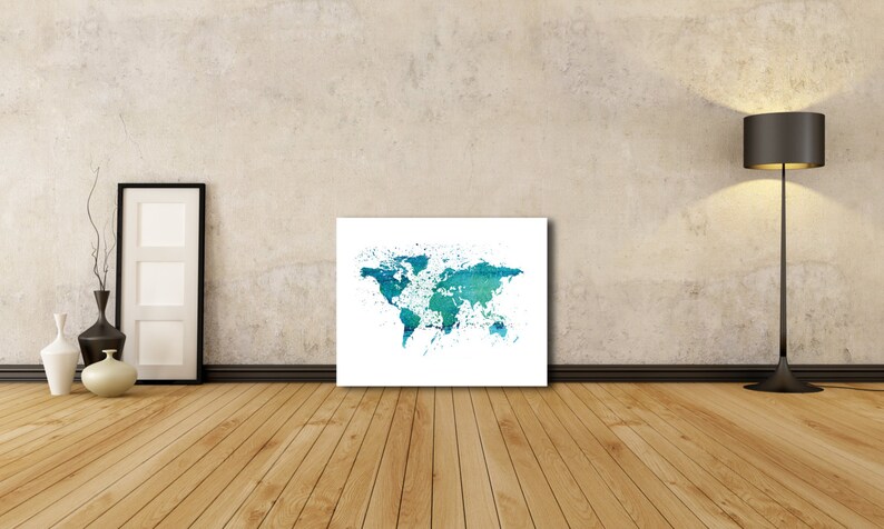 Instant Print Earth Poster, Printable World Map Digital Poster ...