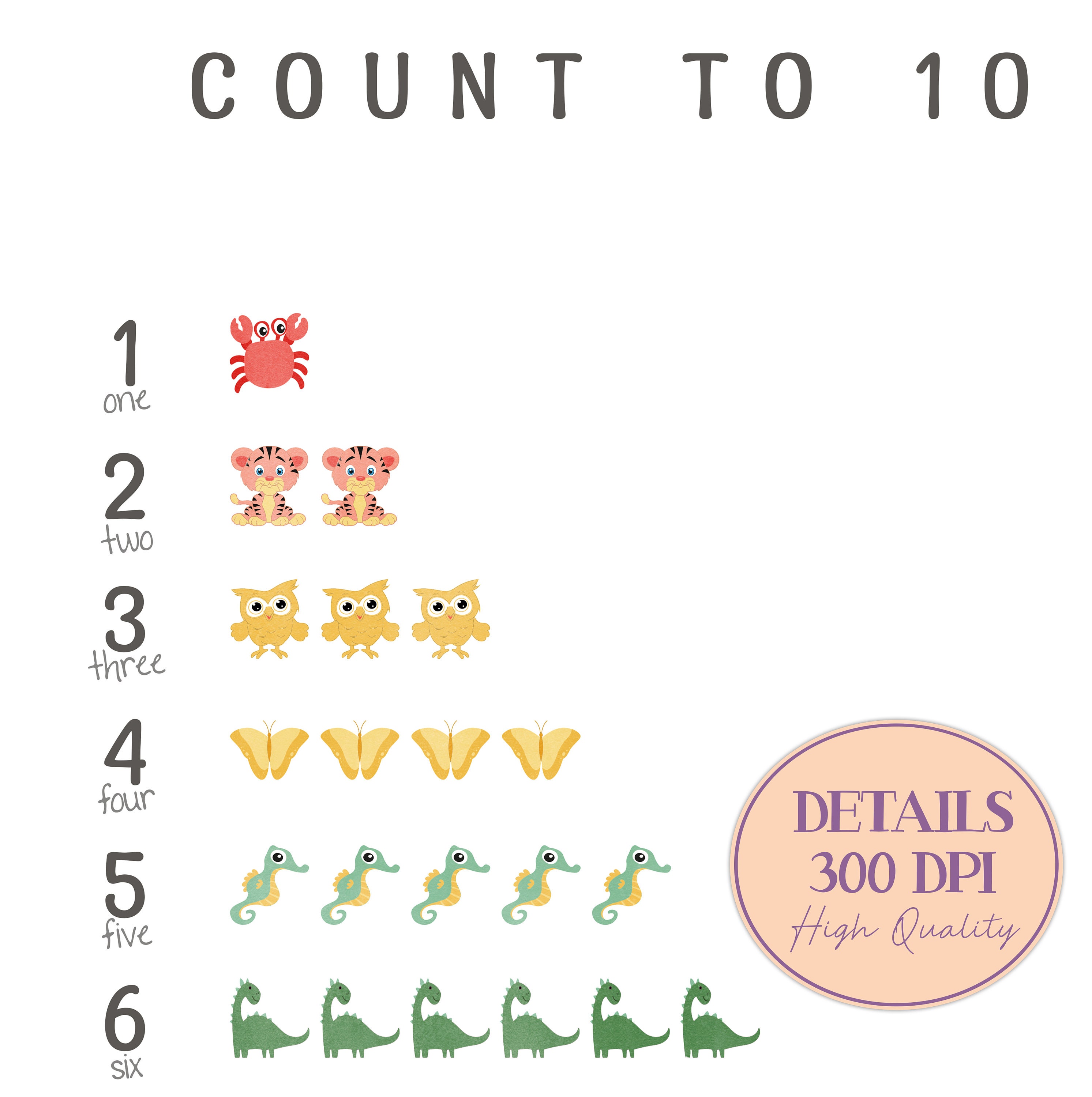 Count to 10 Poster, Printable Numbers 1-10 Wall Art, Watercolor ...