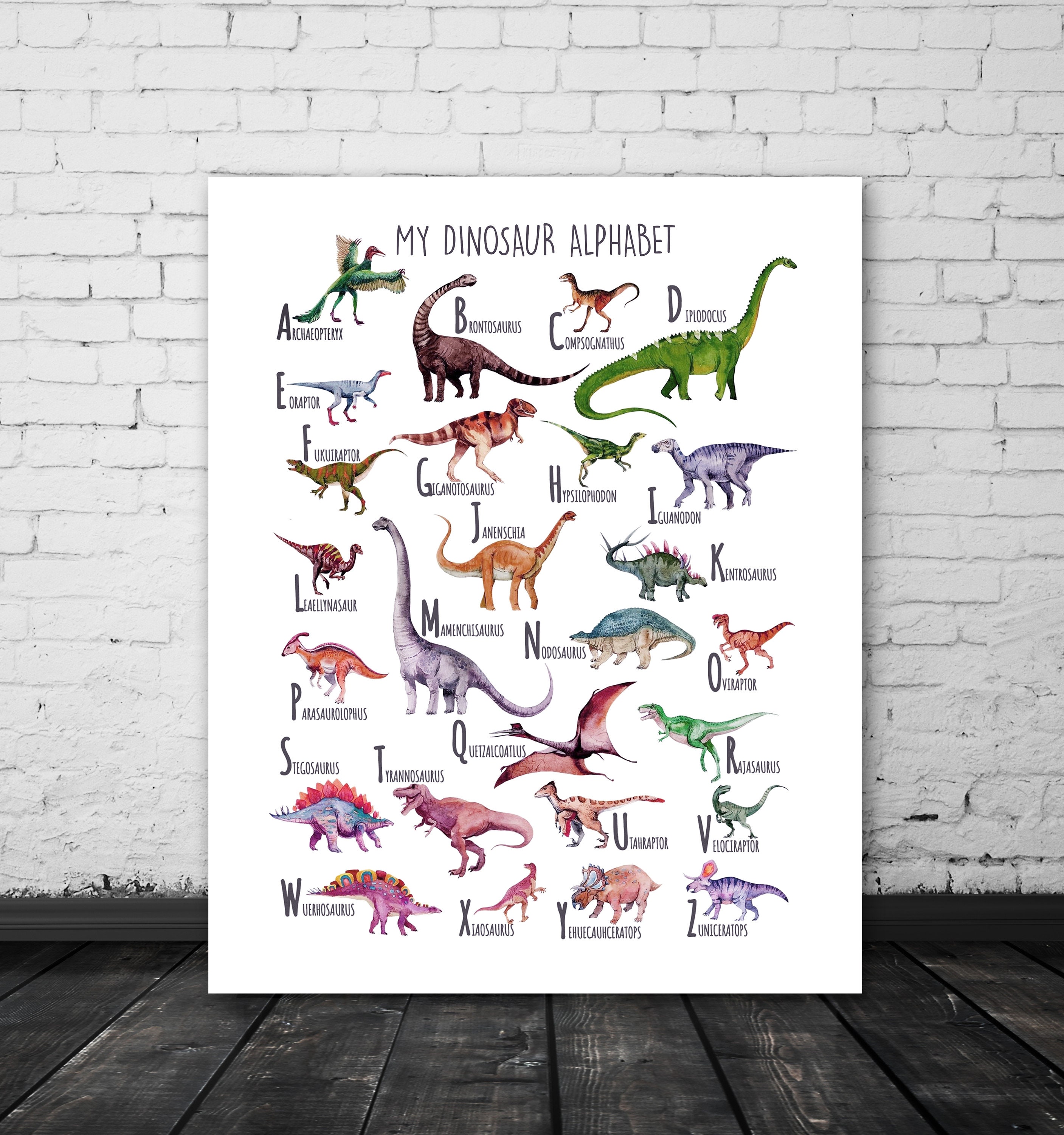 My Dinosaur Alphabet Poster, Printable ABC Kids Room Wall Decor ...