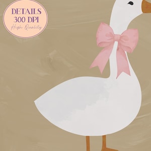 Silly Goose With Bow Print, Nursery Farmhose Wall Decor, Printable Pink ...