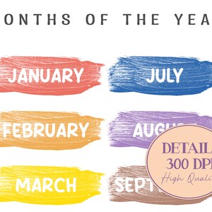 Months of the Year Printable Poster, Watercolor Classroom Decor ...