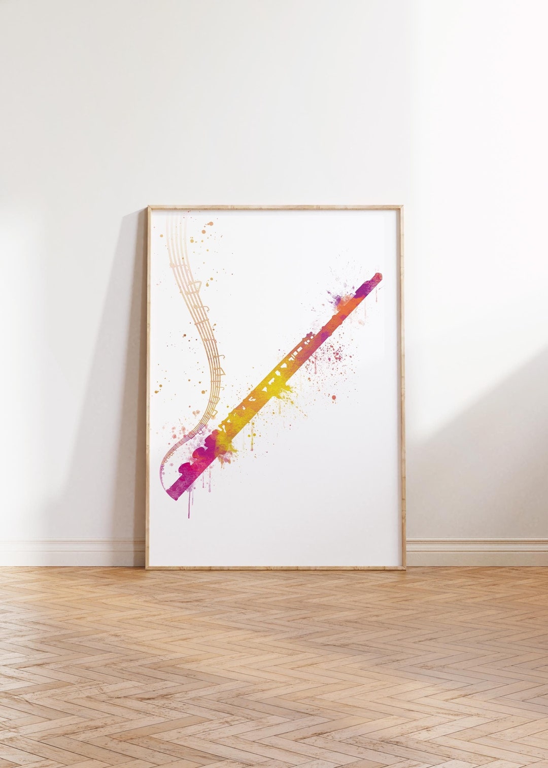 Flute Instrument Music Poster, Colorful Flute Print, Musician Gift ...