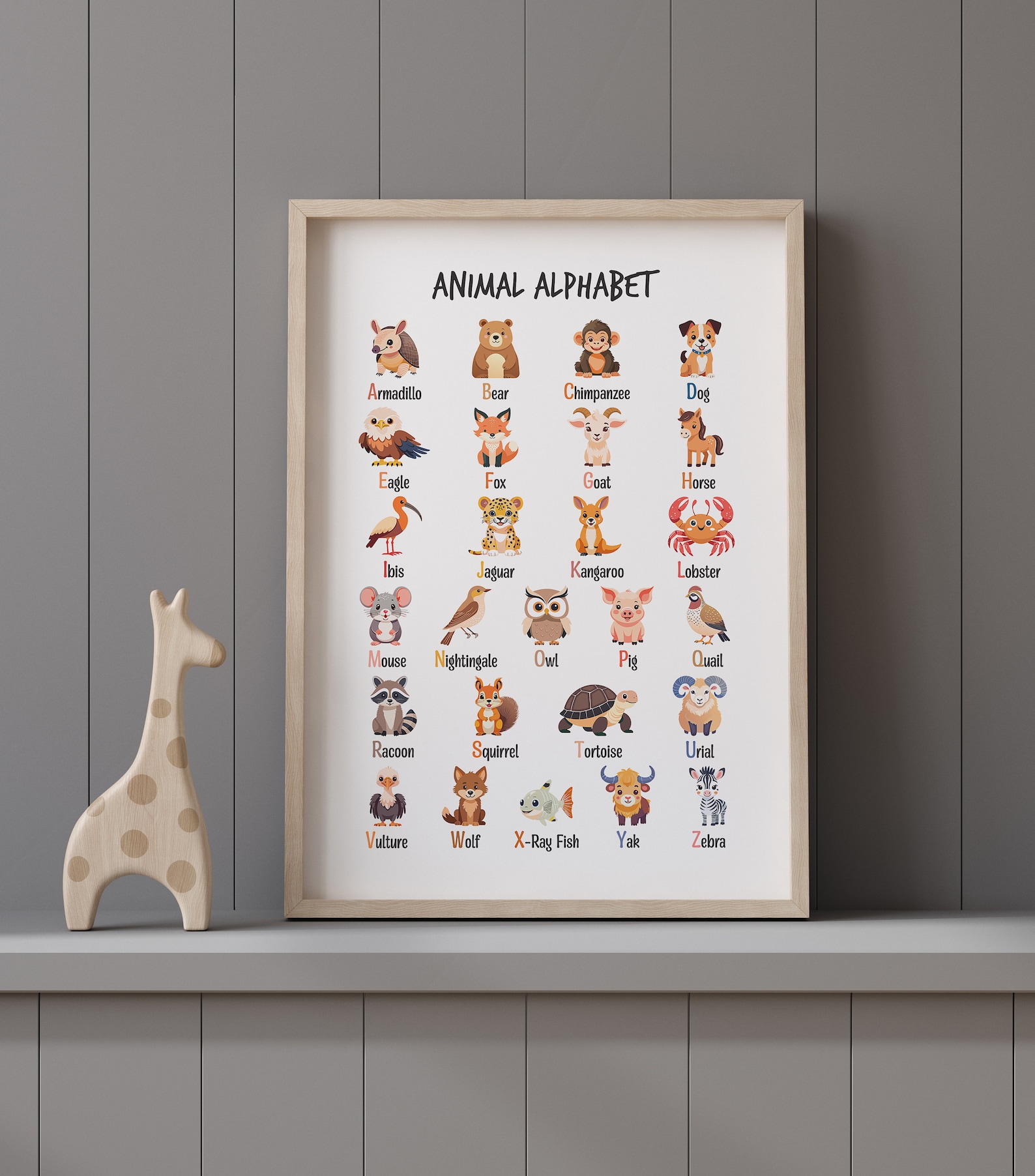 Cute Animal Alphabet Poster for Classroom Wall, Printable ABC Wall Art ...