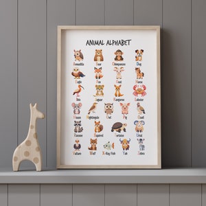 Cute Animal Alphabet Poster for Classroom Wall, Printable ABC Wall Art ...