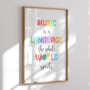 Music Quote Poster, Watercolor Musical Print, Printable Quote for Kids ...