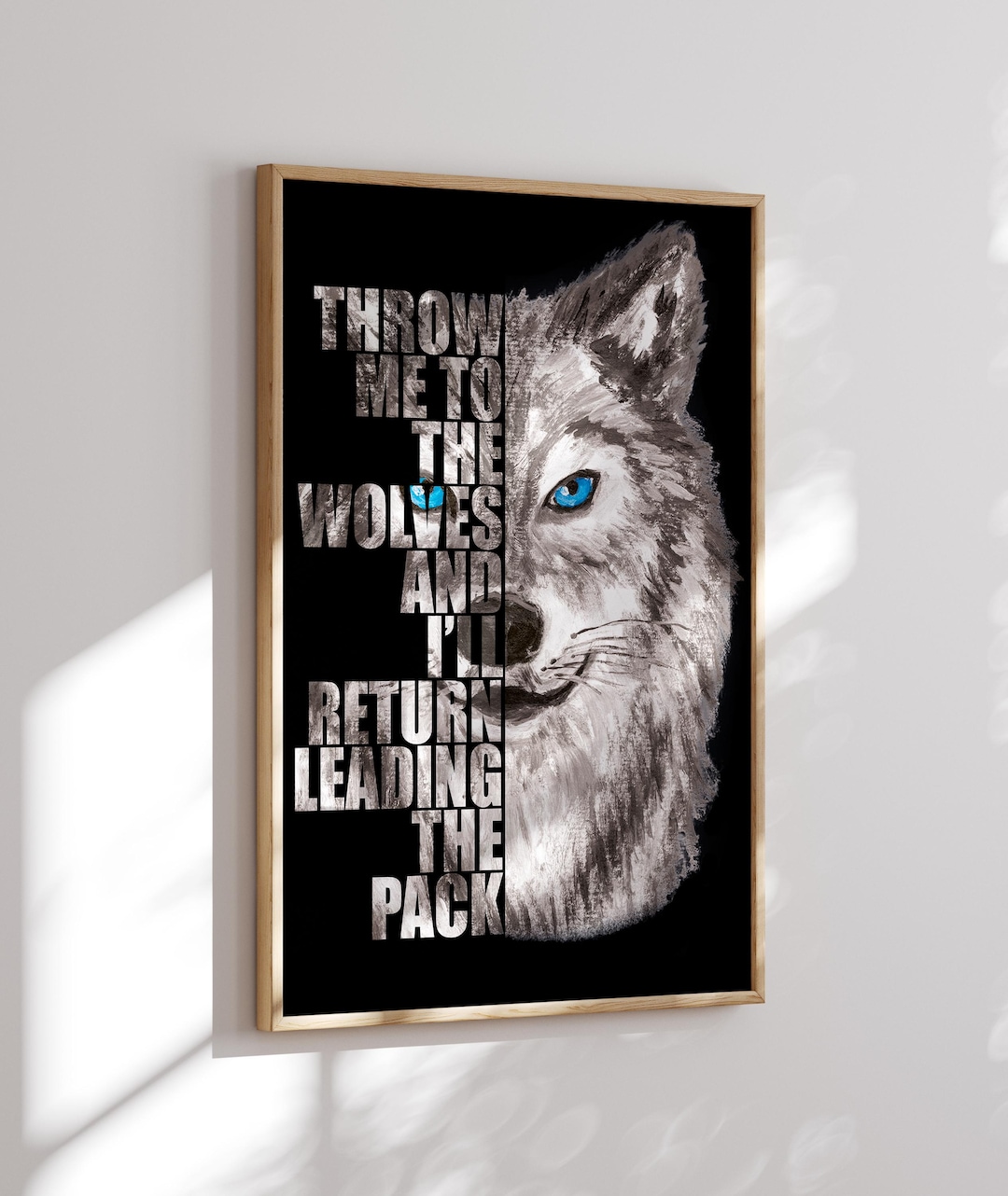Wolf Art Print, Wild Animal Wall Art, Blue Eyes Wolf Wall Decor ...