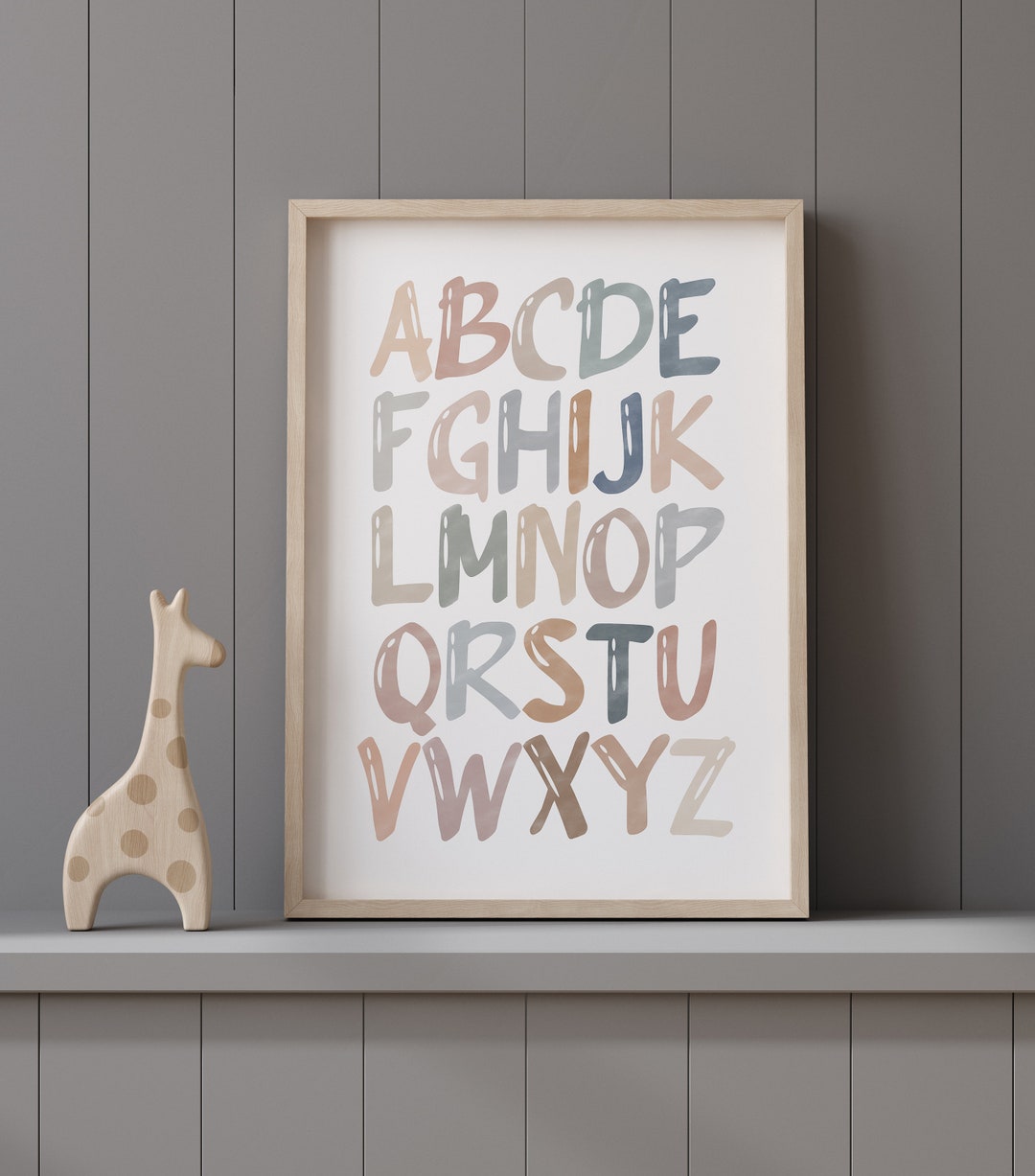 Neutral Alphabet Poster, Printable ABC Wall Art, Montessori Learning ...