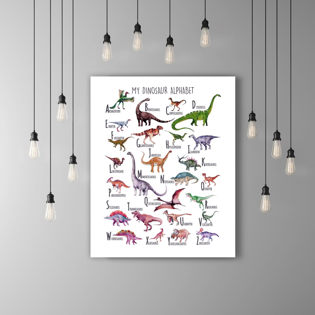 My Dinosaur Alphabet Poster, Printable ABC Kids Room Wall Decor ...