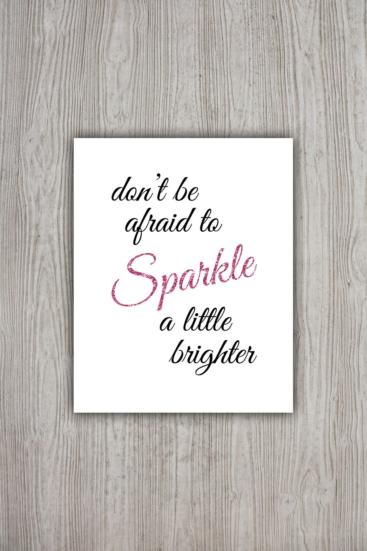Girl Quote Poster, Calligraphy Art, Pink and Black Wall Decor, Sparkle ...