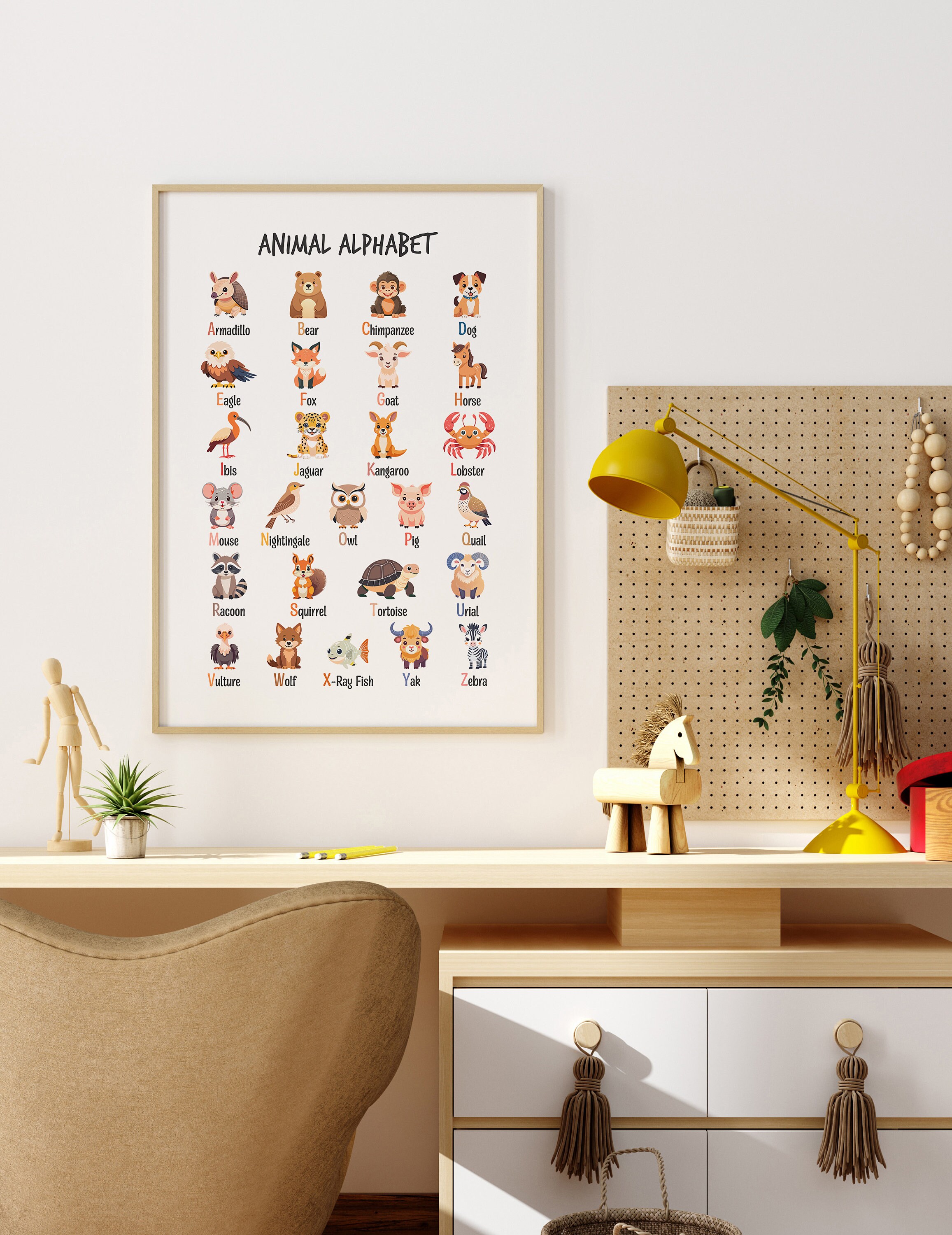 Cute Animal Alphabet Poster for Classroom Wall, Printable ABC Wall Art ...