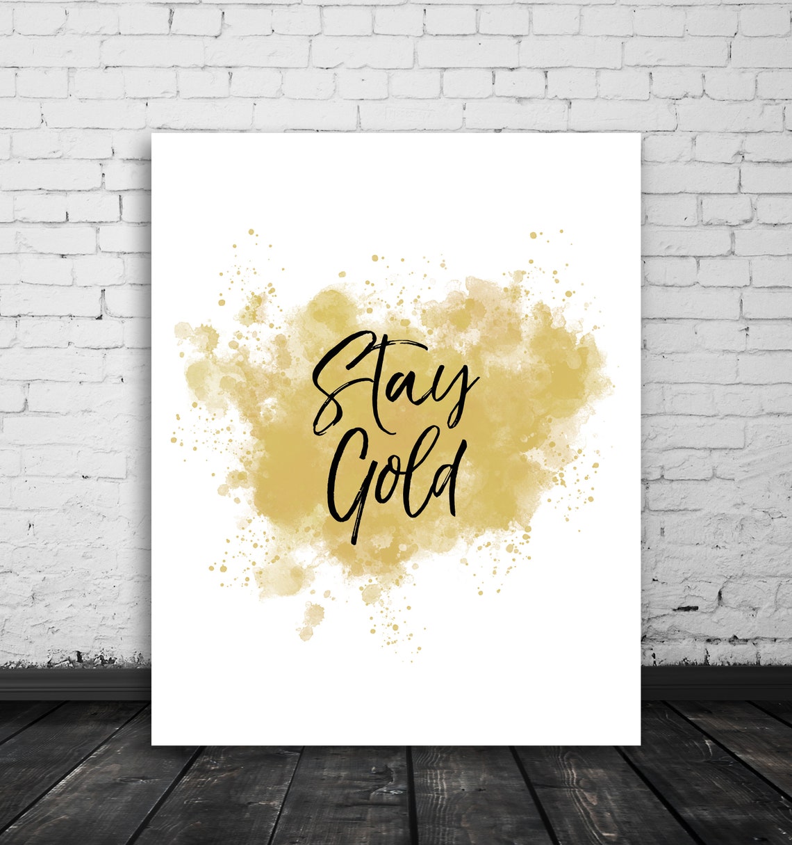 Stay Gold Quote Printable Wall Decor Black White Gold Art | Etsy