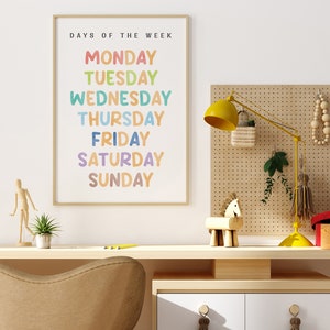 Days of the Week Print, Printable Learning Poster, Kindergarten ...