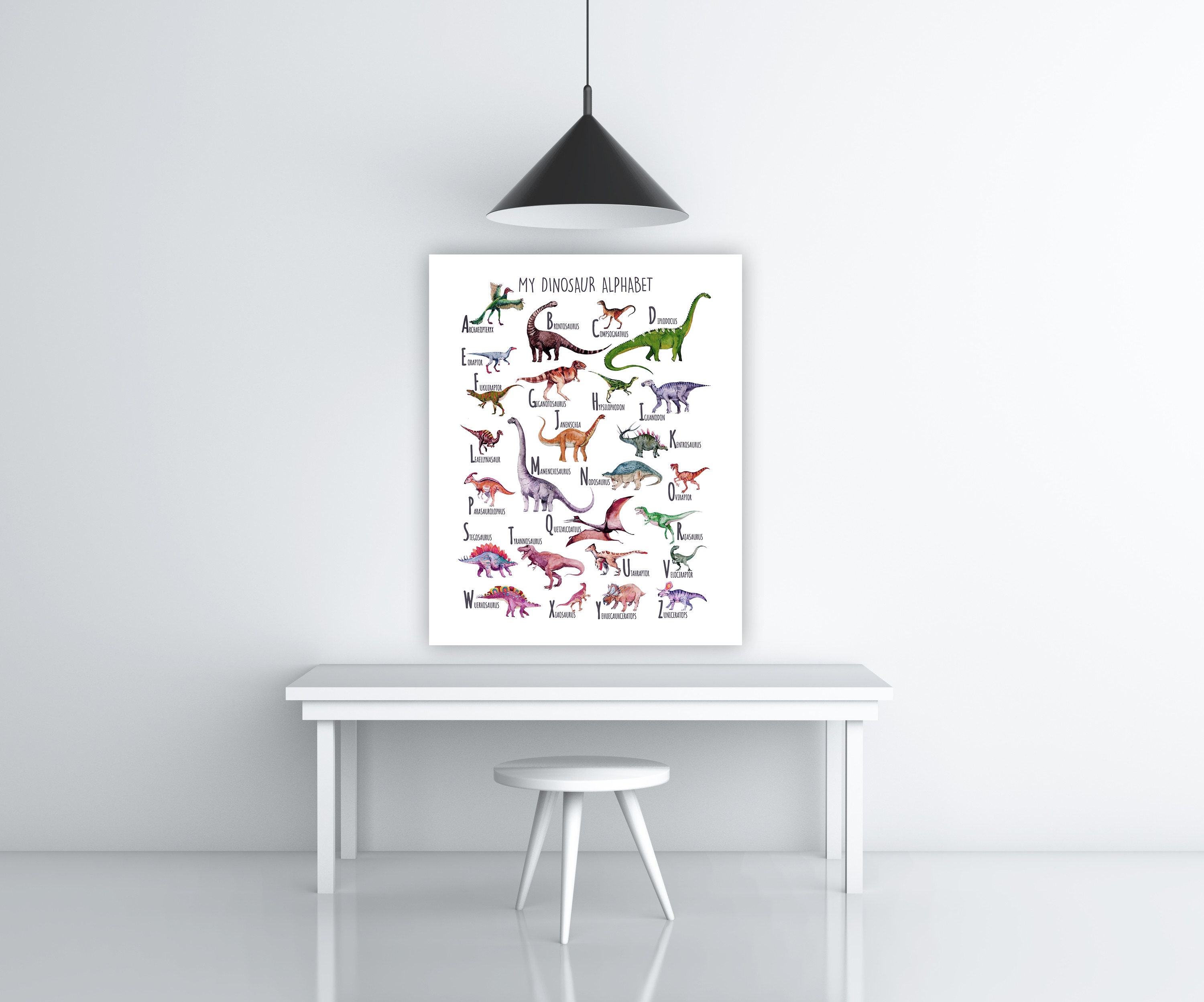 My Dinosaur Alphabet Poster, Printable ABC Kids Room Wall Decor ...