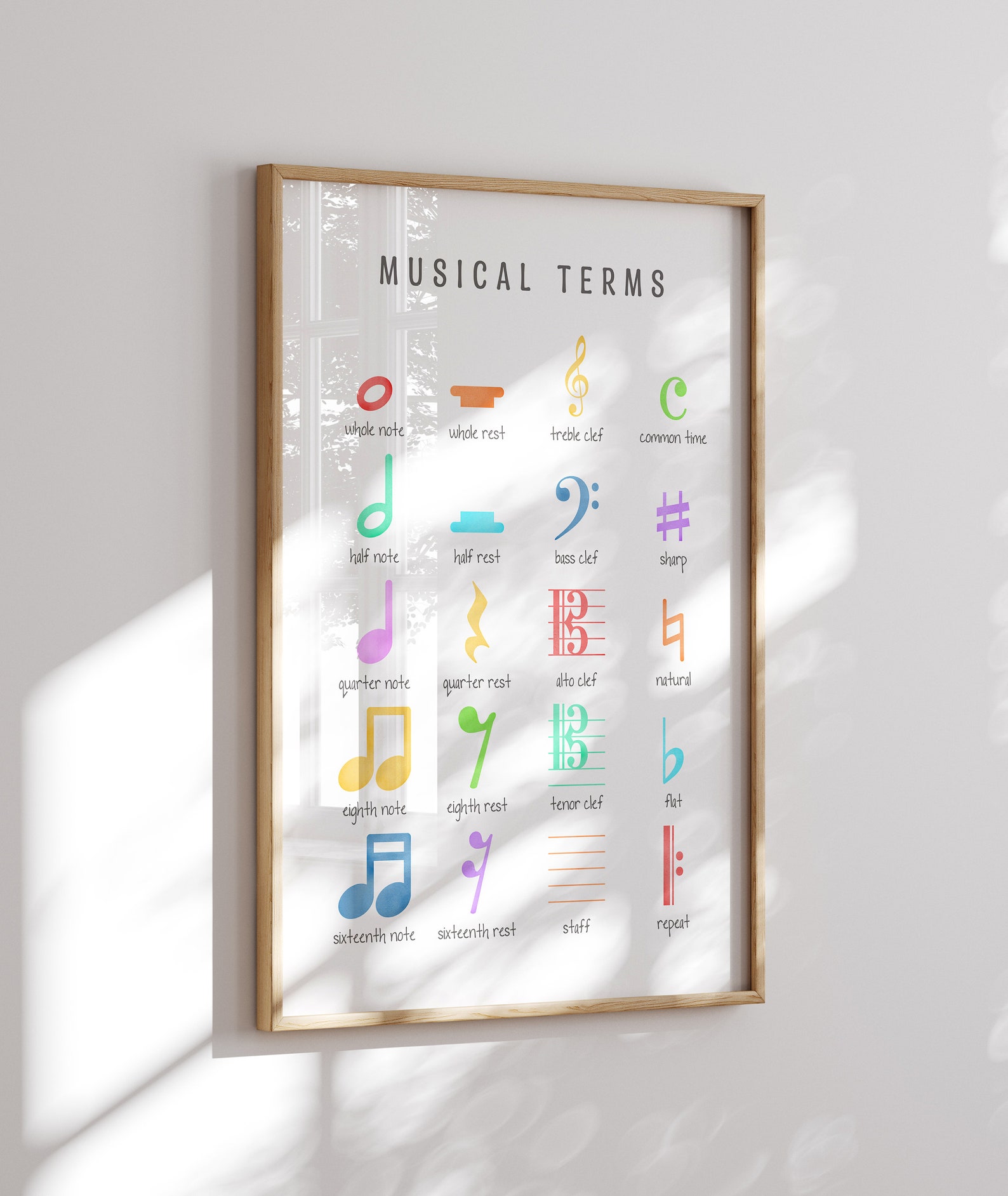 Musical Terms Poster: Watercolor Rainbow Classroom Art (digital ...