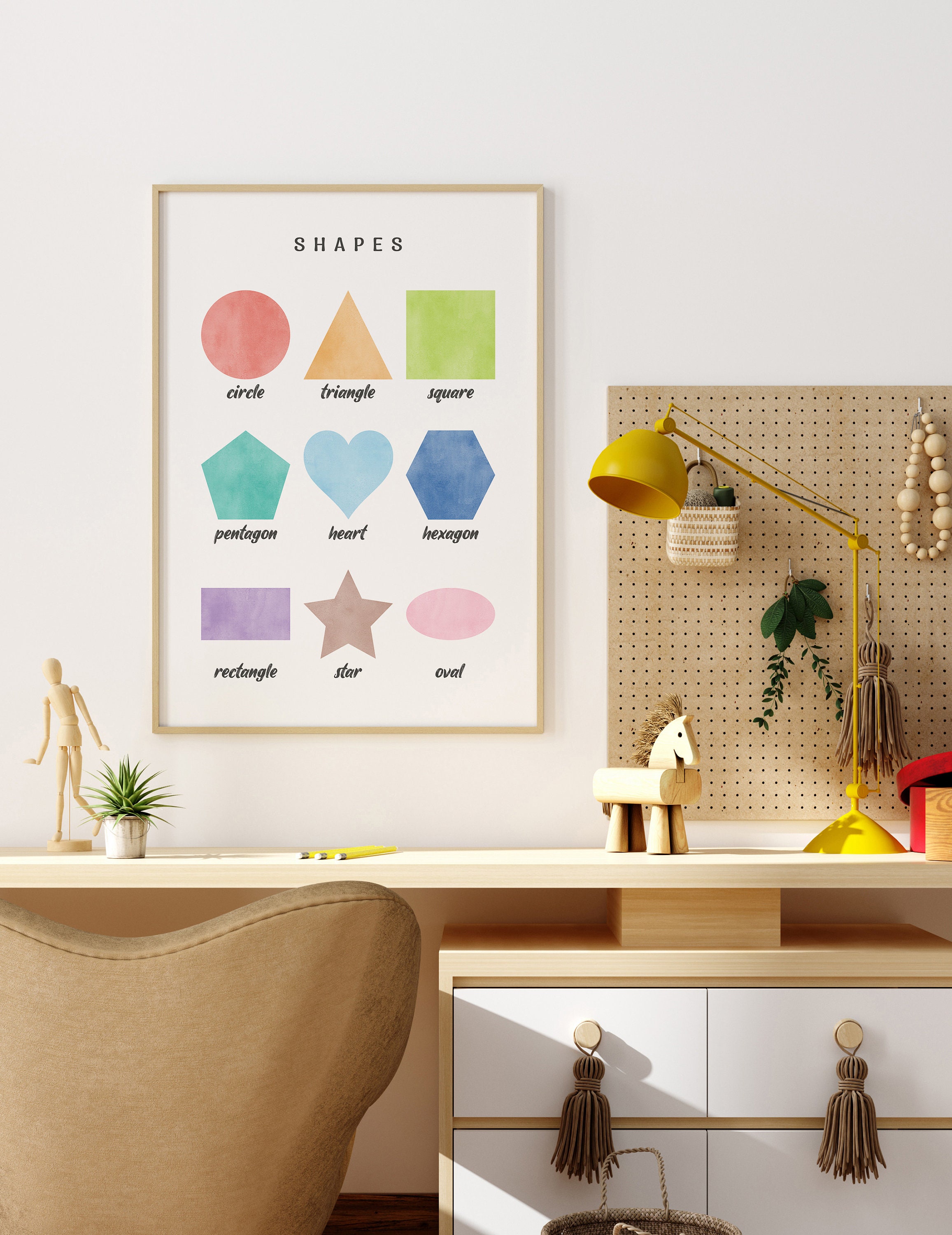 Shapes Educational Poster, Learning Materials for Children, Colorful ...