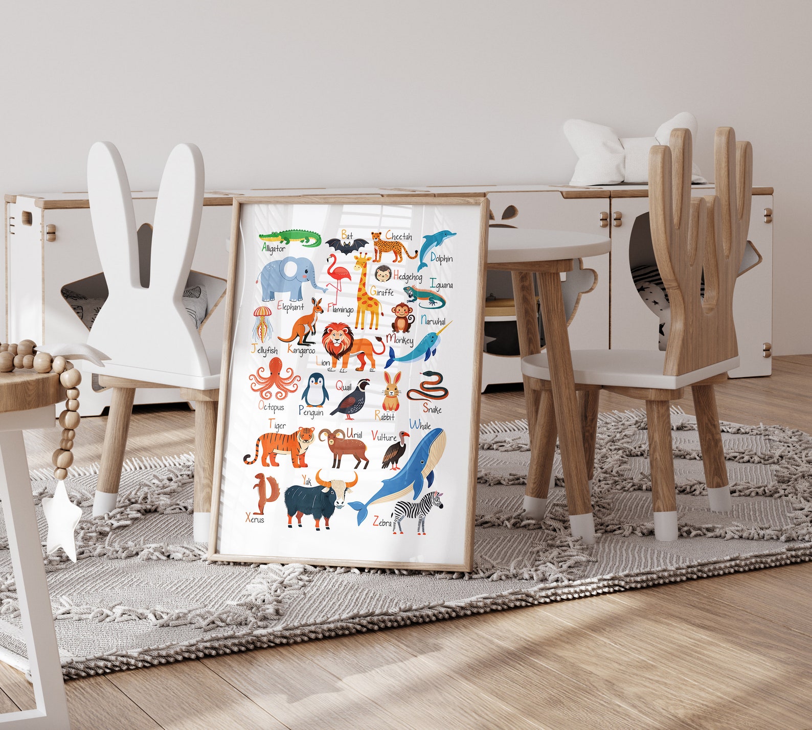 Animal Alphabet Poster, Nursery ABC Wall Art, A-Z Animals Watercolor ...