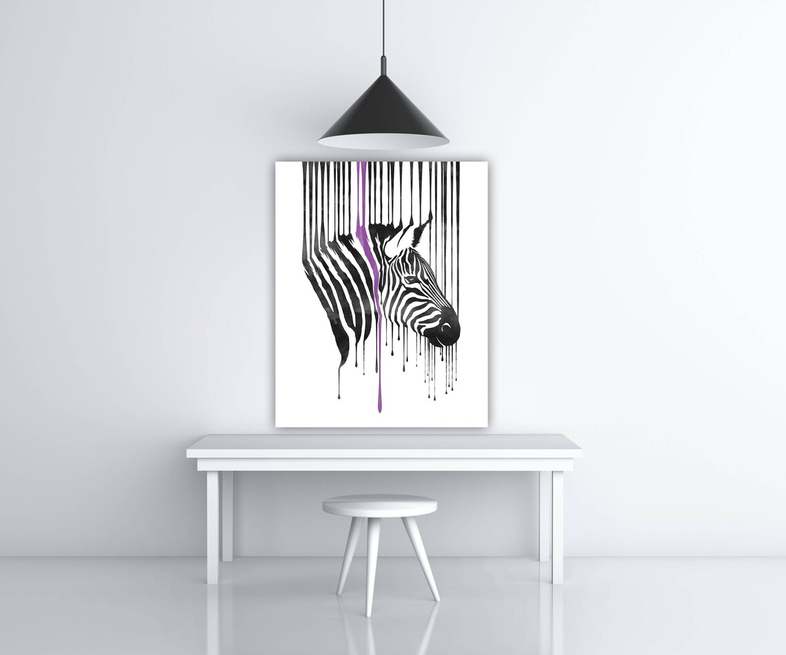 Zebra Print, Black and White Art, Room Wall Decor Animal Head, Zebra ...