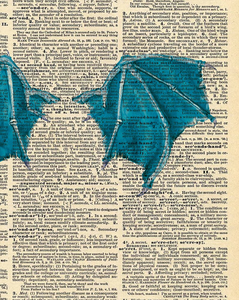 Blue Dragon Wings Wall Decor Dictionary Art Fantasy Poster - Etsy