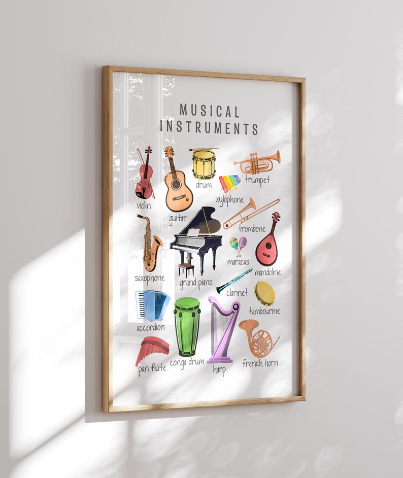 Musical Instruments Wall Art, Homeschool Montessori Learning Material ...
