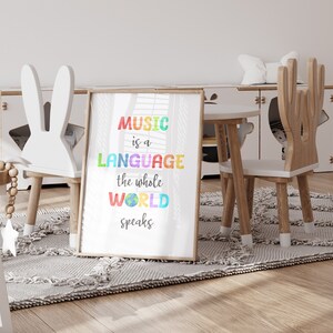 Music Quote Poster, Watercolor Musical Print, Printable Quote for Kids ...