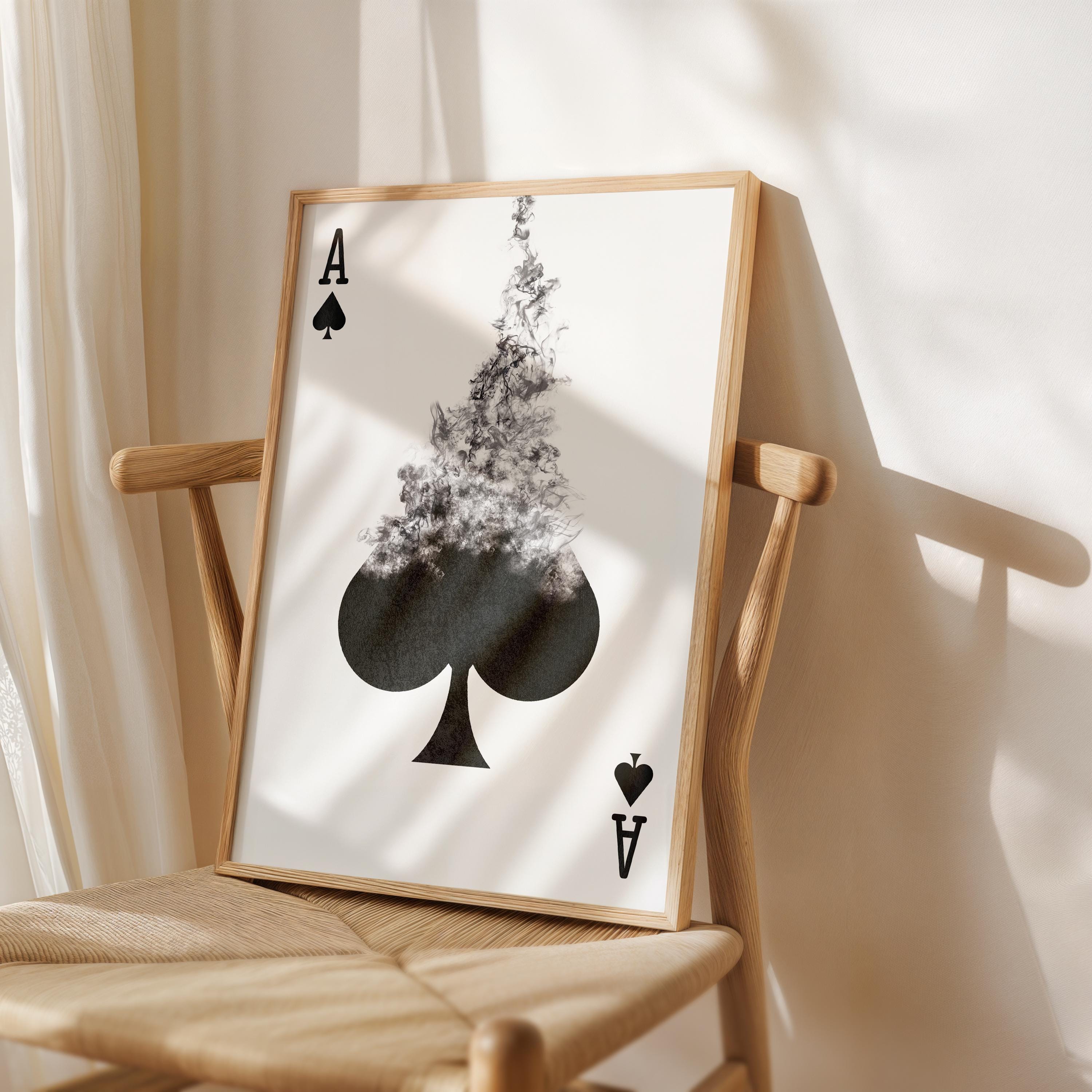 Ace of Spades Smoke Art Print: Black & White Poker Decor (digital ...