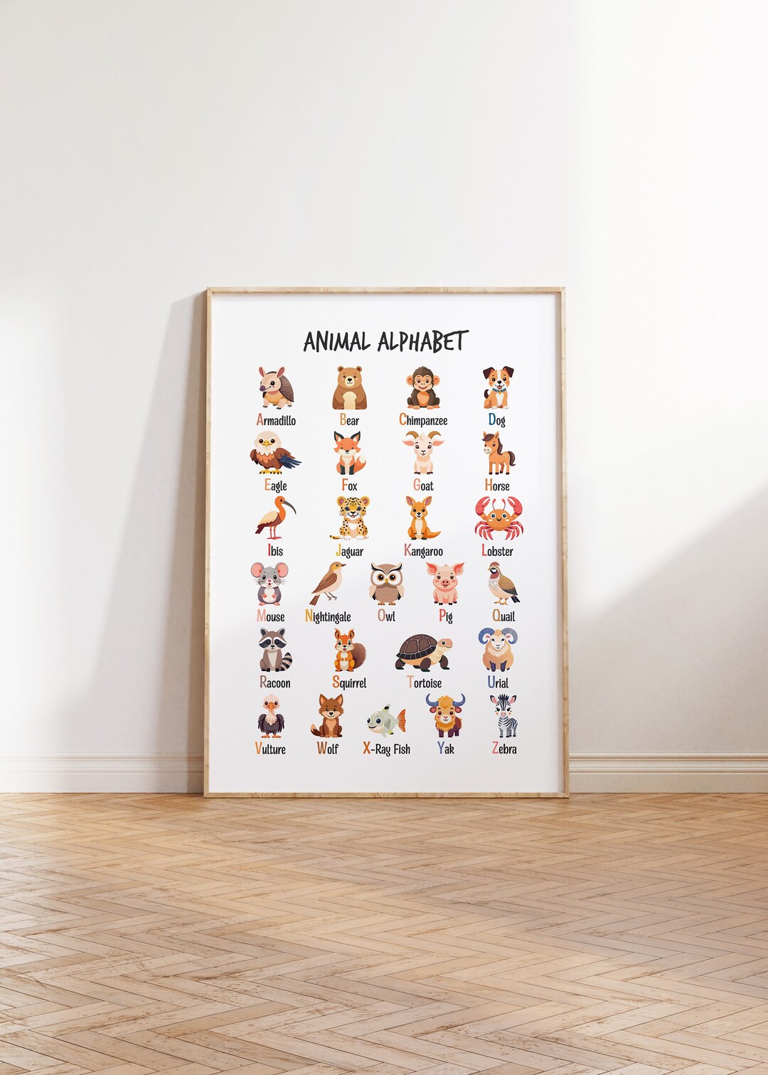 Cute Animal Alphabet Poster for Classroom Wall, Printable ABC Wall Art ...