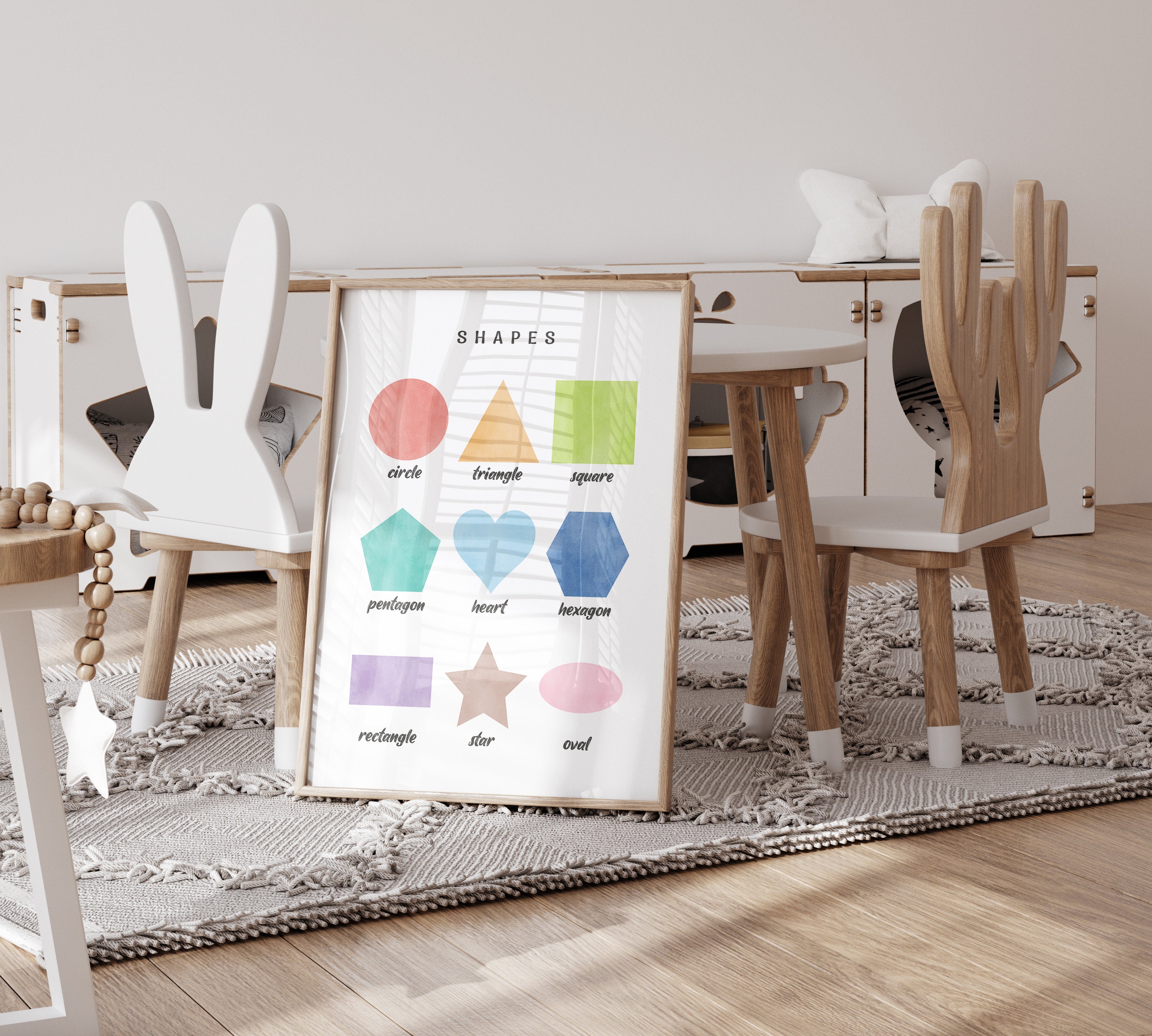 Shapes Educational Poster, Learning Materials for Children, Colorful ...