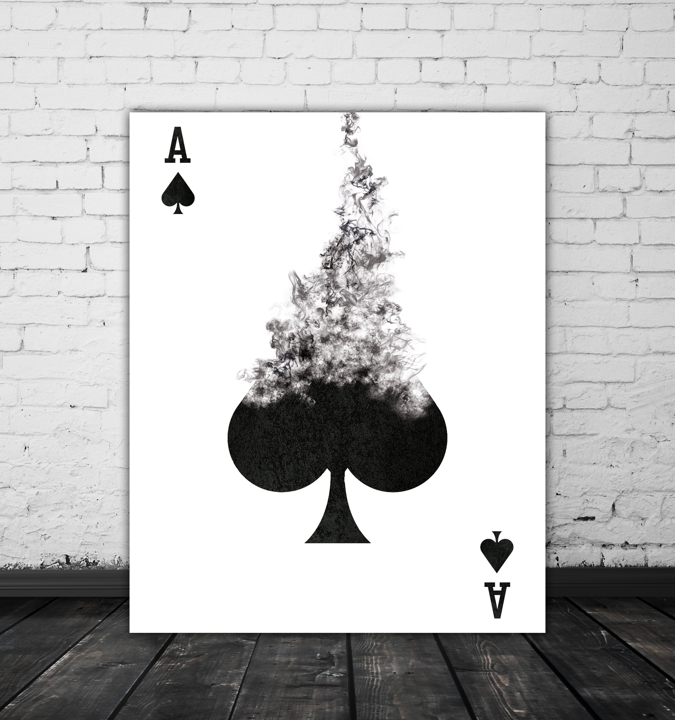 Ace Set of 4 Prints Playing Cards Wall Decor Smoke Art - Etsy