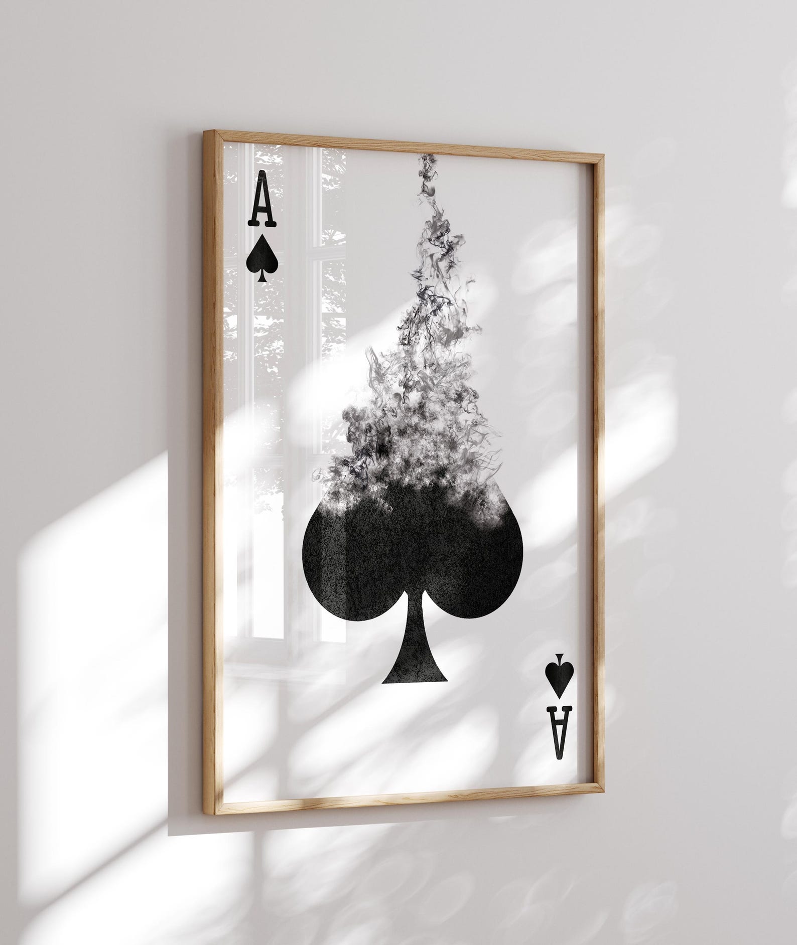 Ace of Spades Smoke Art Print: Black & White Poker Decor (digital ...