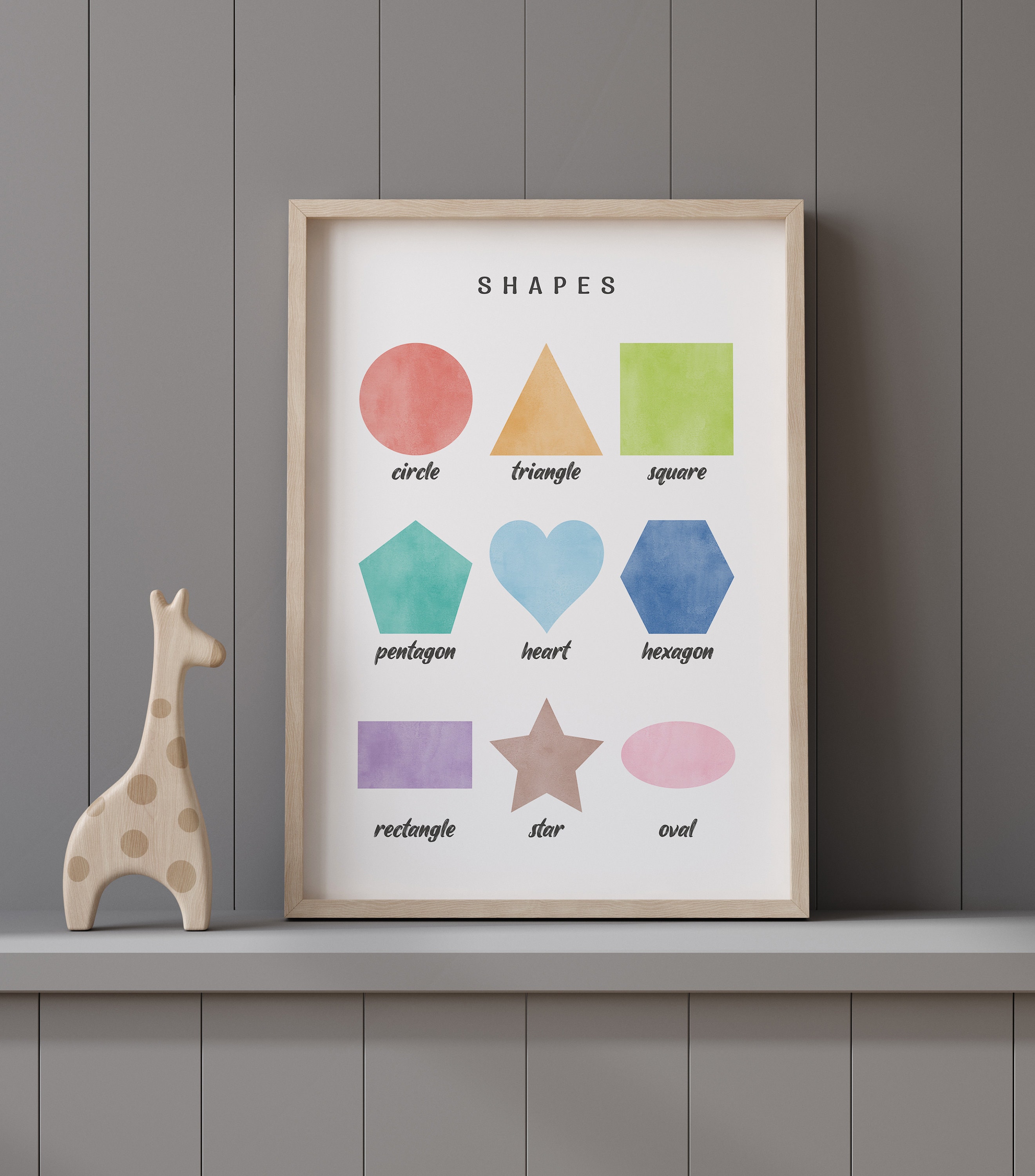 Shapes Educational Poster, Learning Materials for Children, Colorful ...