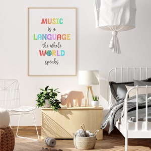 Music Quote Poster, Watercolor Musical Print, Printable Quote for Kids ...