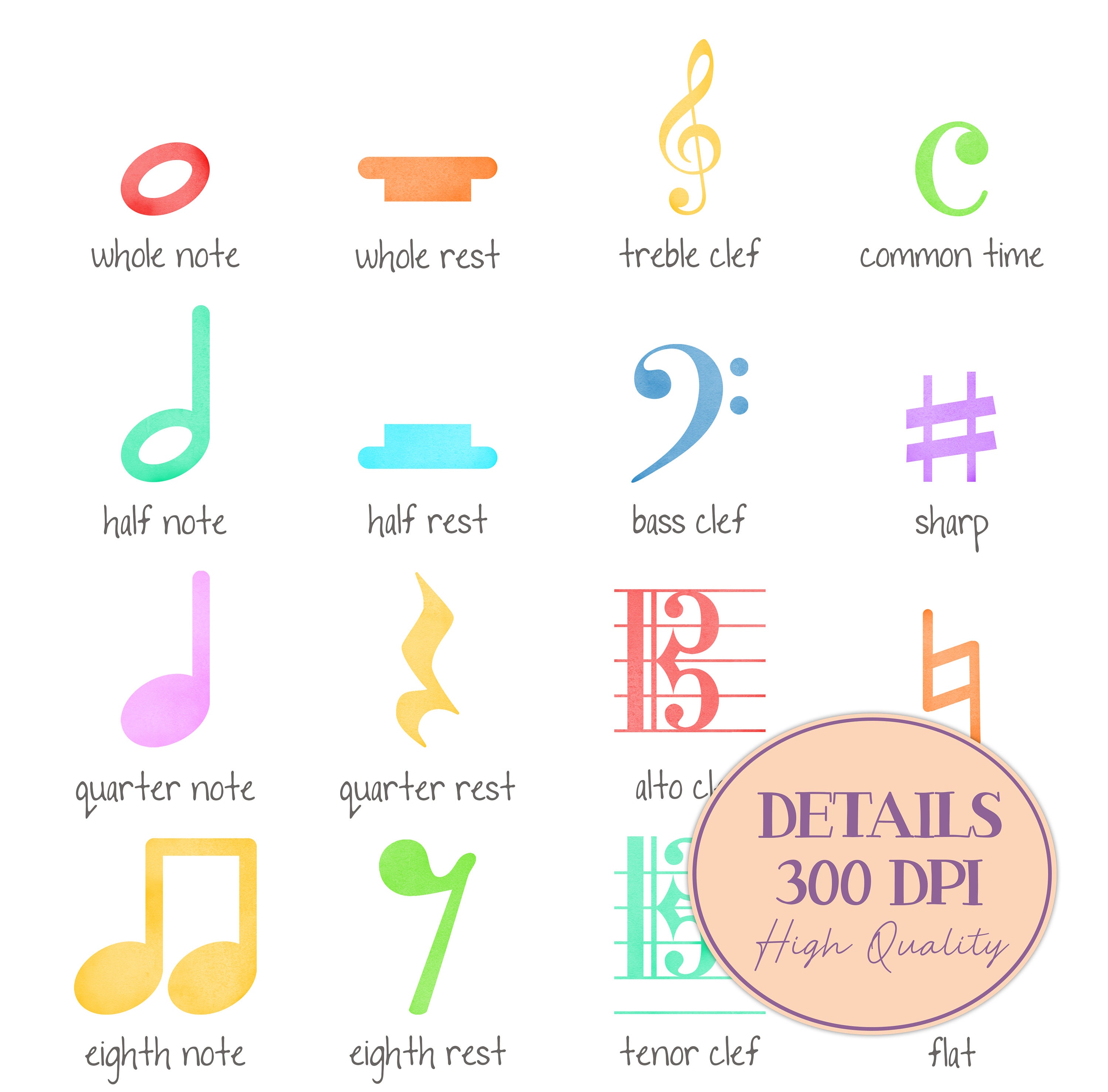 Musical Terms Poster: Watercolor Rainbow Classroom Art (digital ...