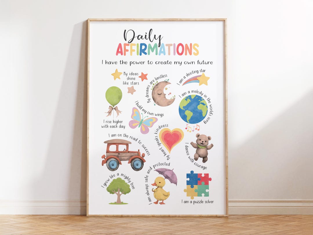 Watercolor Daily Affirmations Poster: Kids Room Decor (digital Download ...