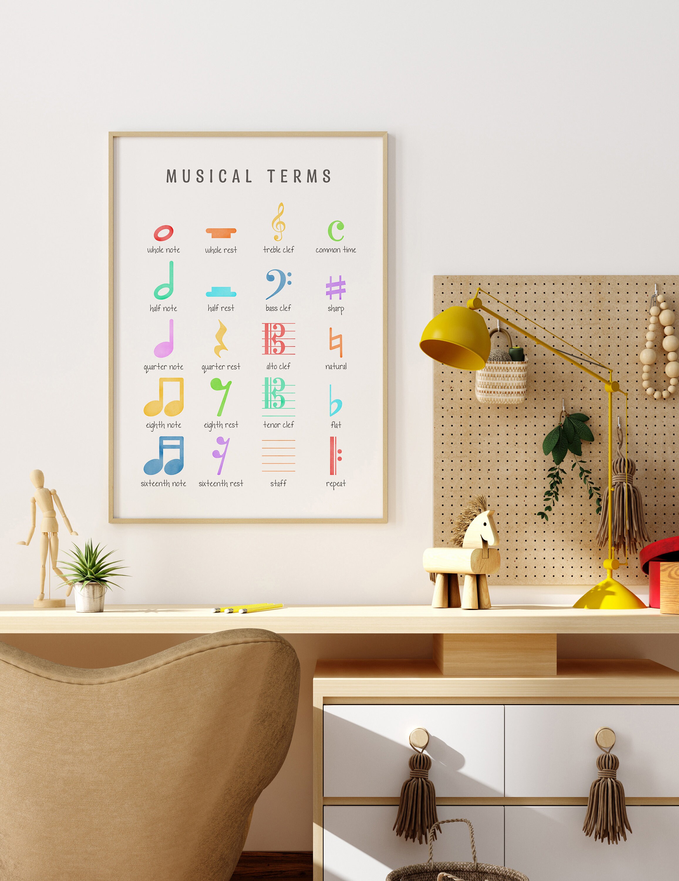 Musical Terms Poster: Watercolor Rainbow Classroom Art (digital ...