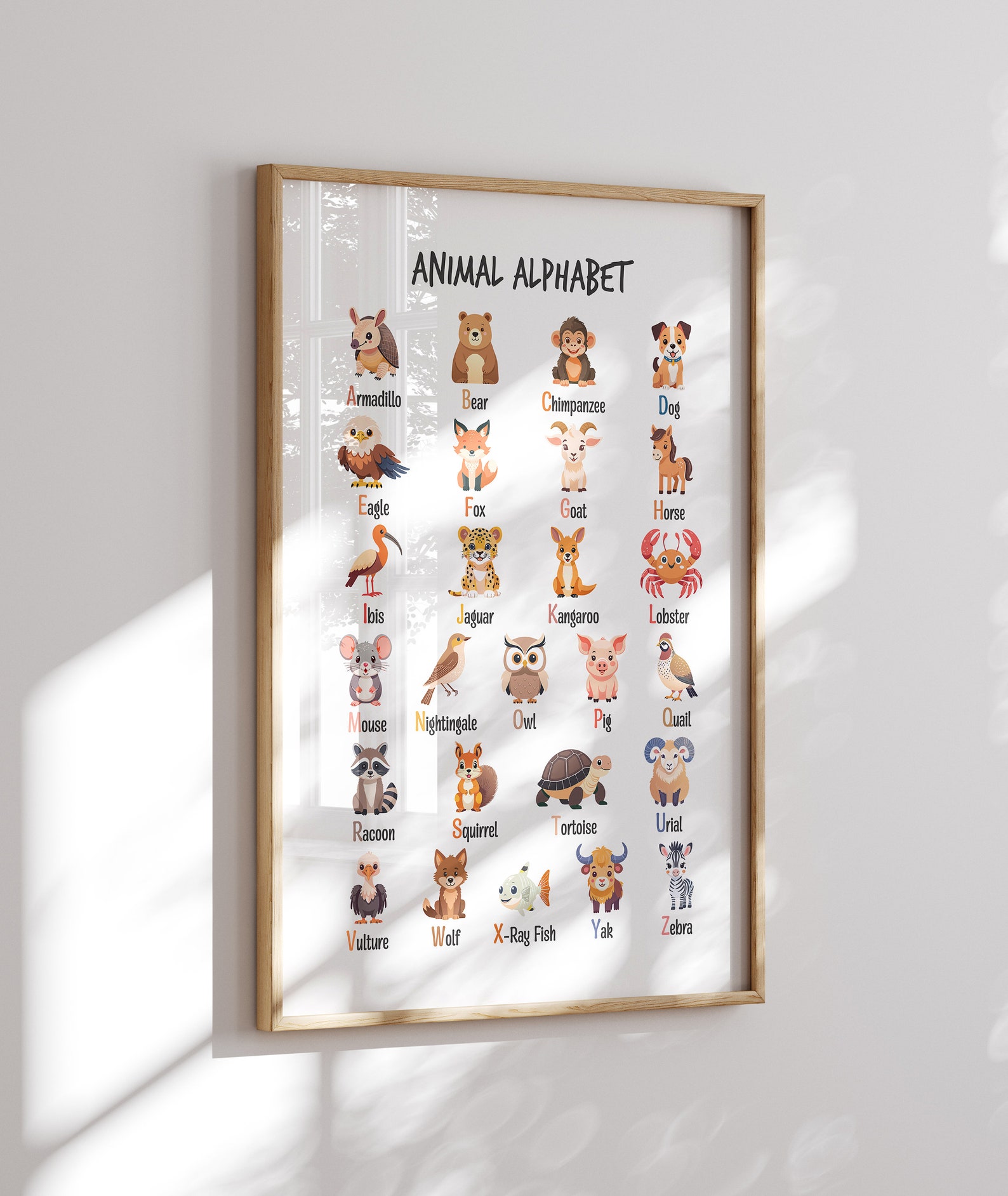 Cute Animal Alphabet Poster for Classroom Wall, Printable ABC Wall Art ...