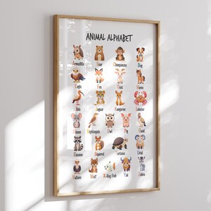 Cute Animal Alphabet Poster for Classroom Wall, Printable ABC Wall Art ...