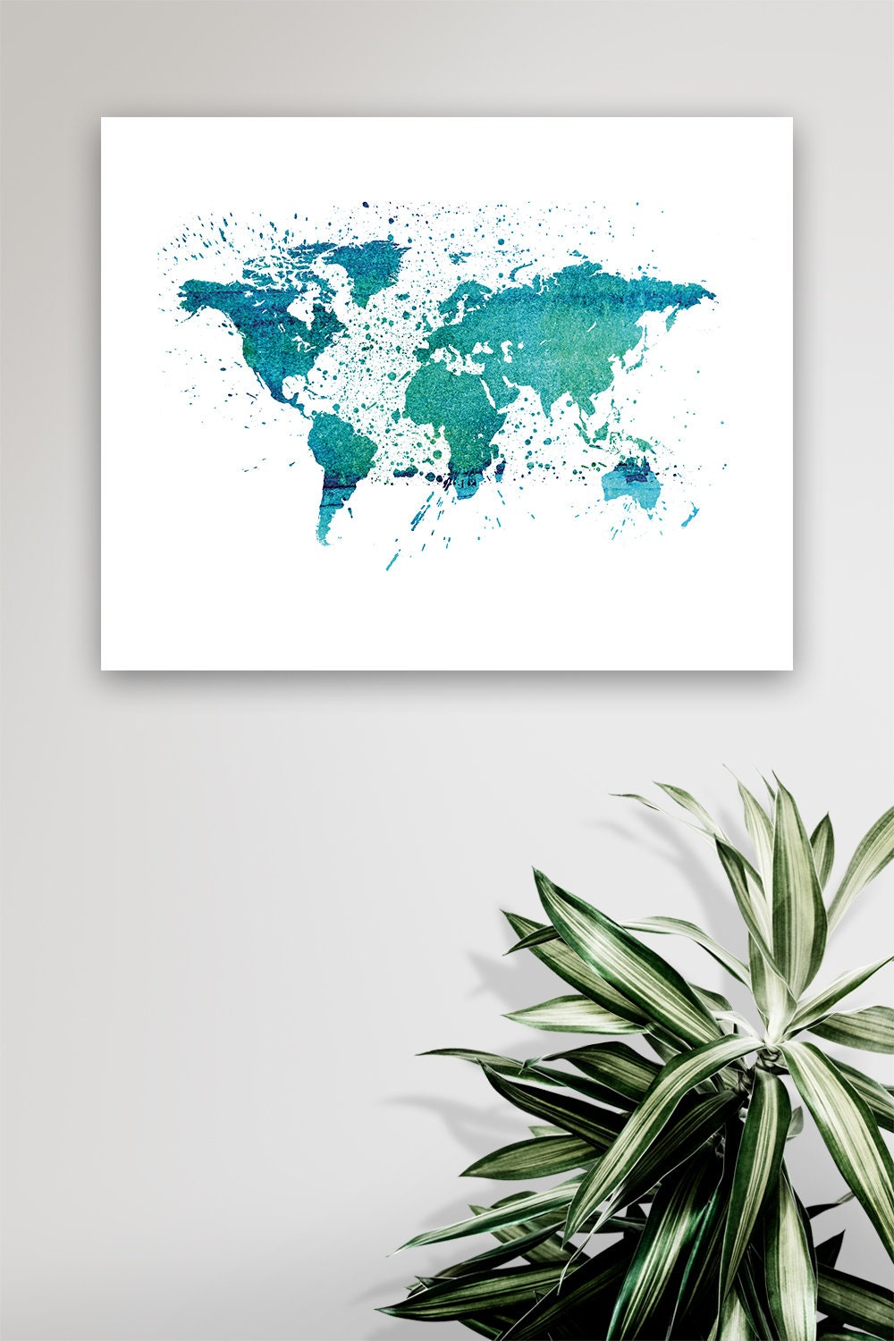 Instant Print Earth Poster, Printable World Map Digital Poster ...
