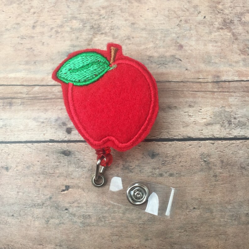 Apple Badge Reel Teacher Badge Clip Teacher Gift Teacher | Etsy