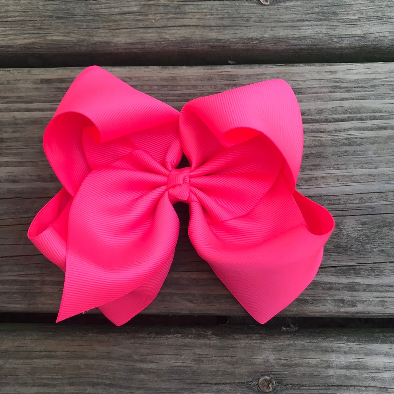Neon Bow Summer Bows Big Hair Bow 6in Hair Bow Neon | Etsy