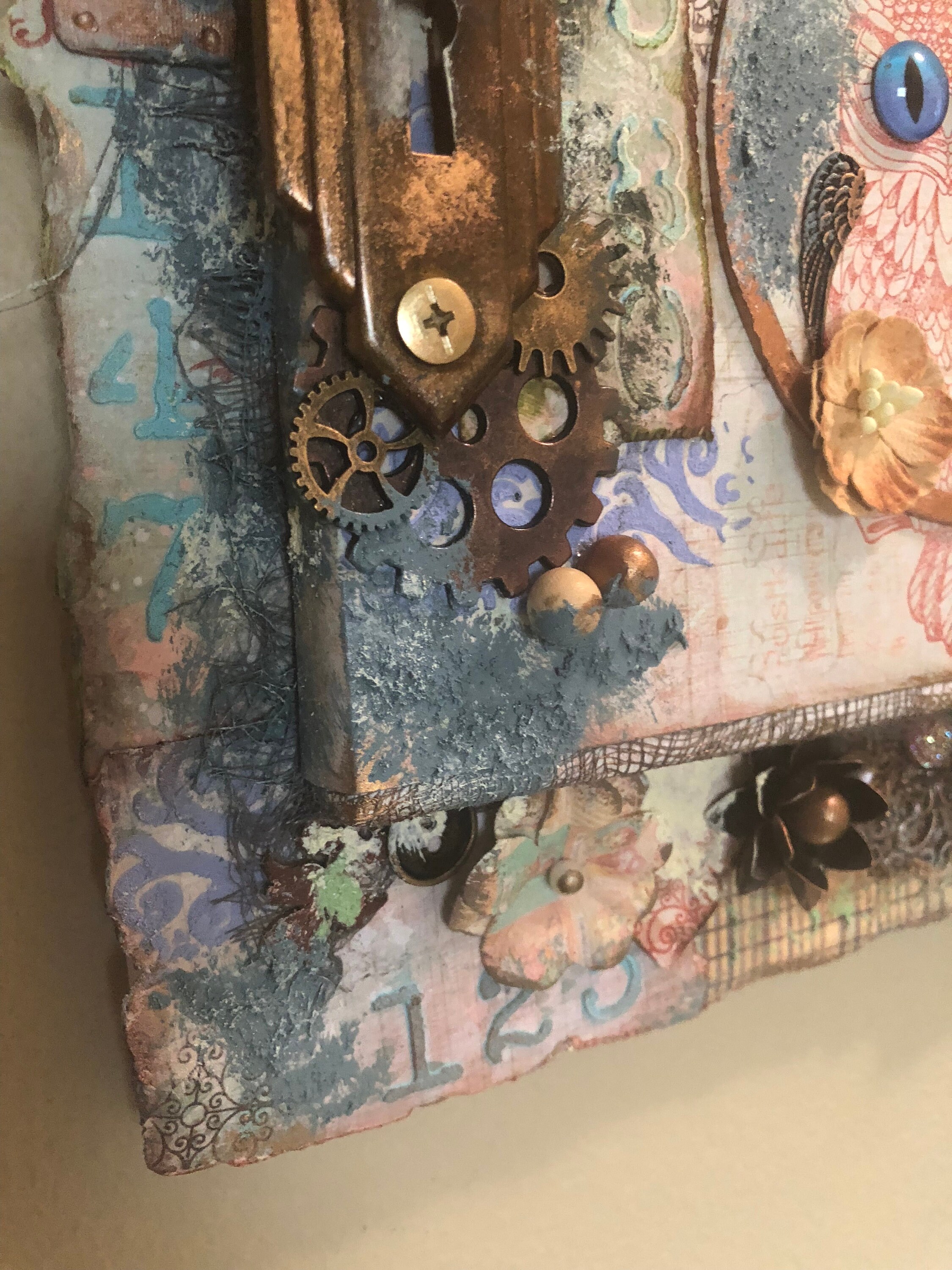 WAY TOO MUCH! Two Canvases Covered With Papers Featuring an Owl With ...