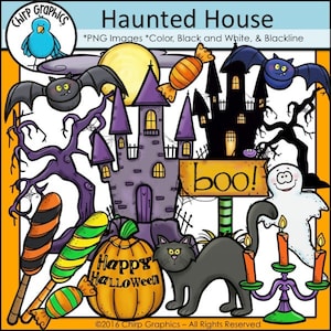 Haunted House Halloween Clip Art Set - Chirp Graphics - Etsy