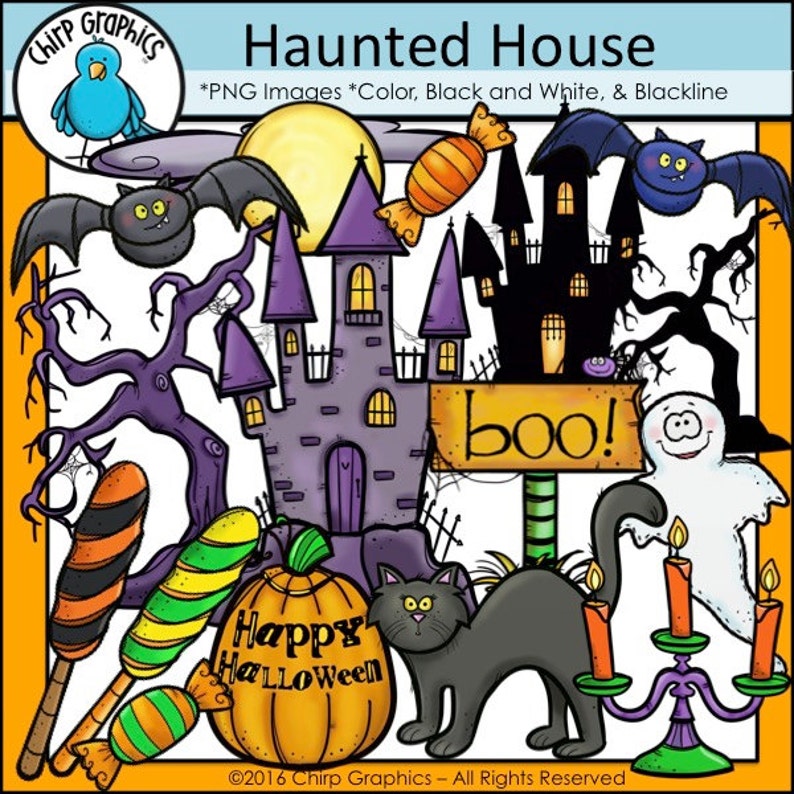 Haunted House Halloween Clip Art Set - Chirp Graphics - Etsy
