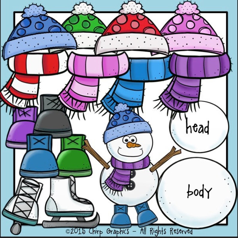 Make a Snowman Clip Art Set - Chirp Graphics - Etsy