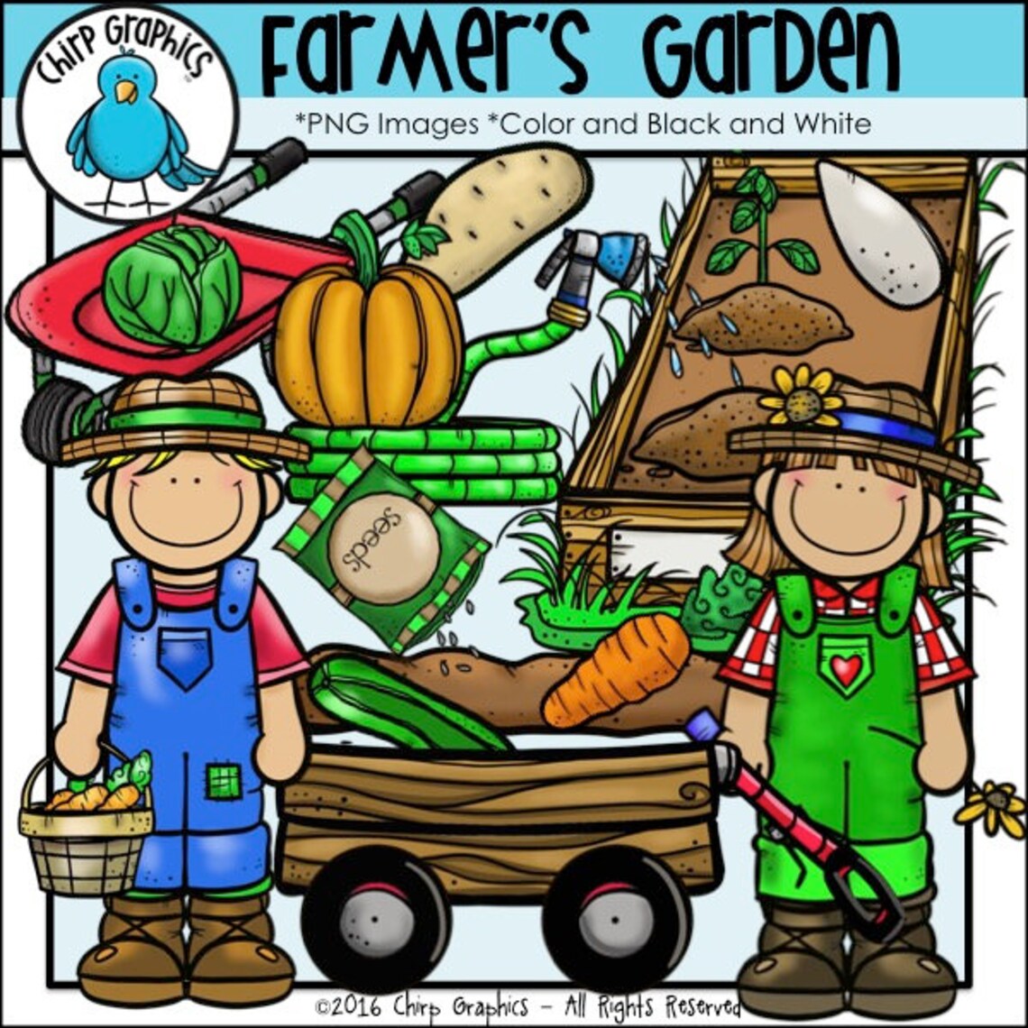 Farmer's Garden Clip Art Set - Chirp Graphics - Etsy