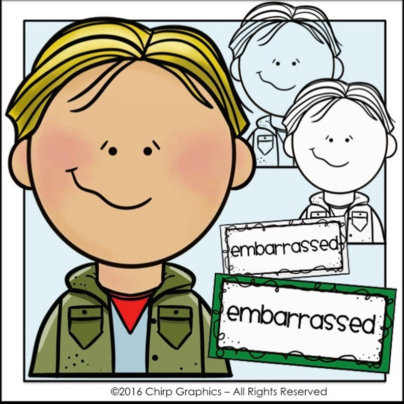 Children's Feelings Faces Clip Art Set 2 Chirp Graphics | Etsy